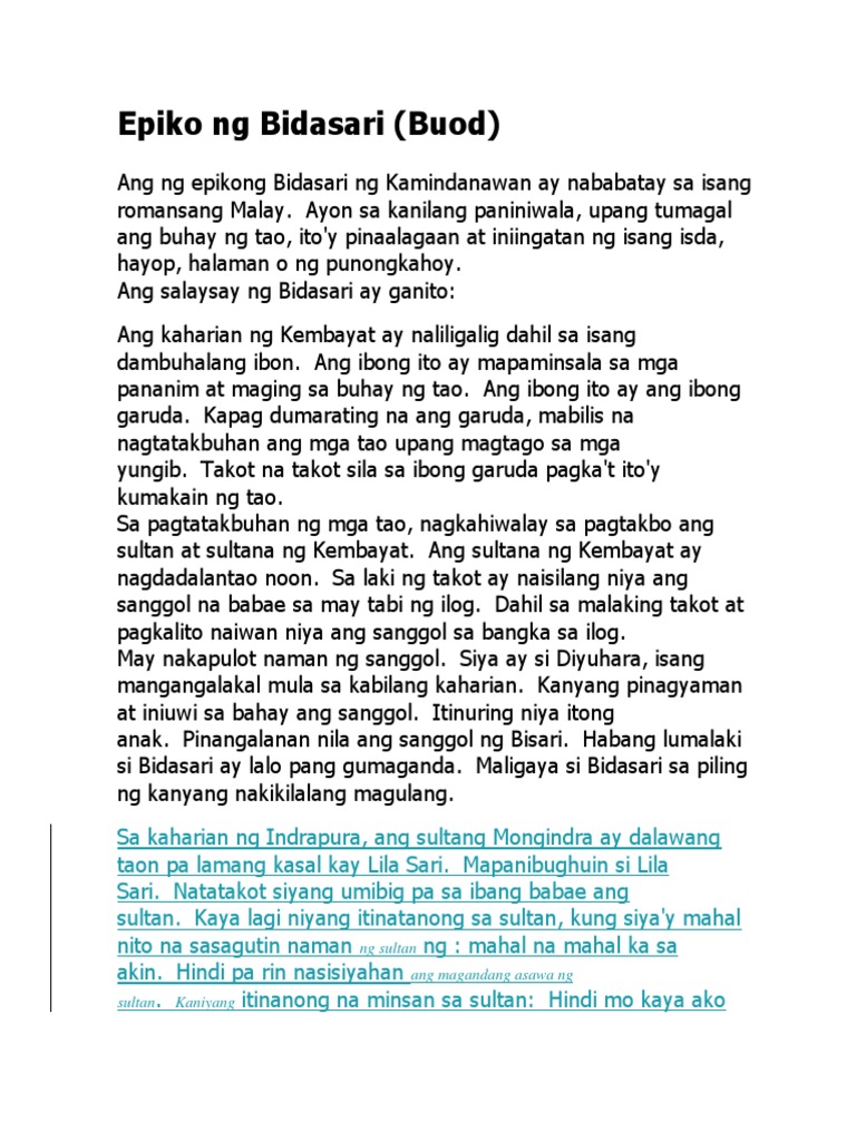 Epiko NG Bidasari | PDF