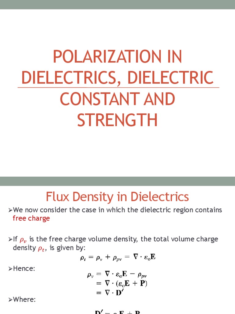 Lecture 18 Polarization | PDF | Dielectric | Permittivity