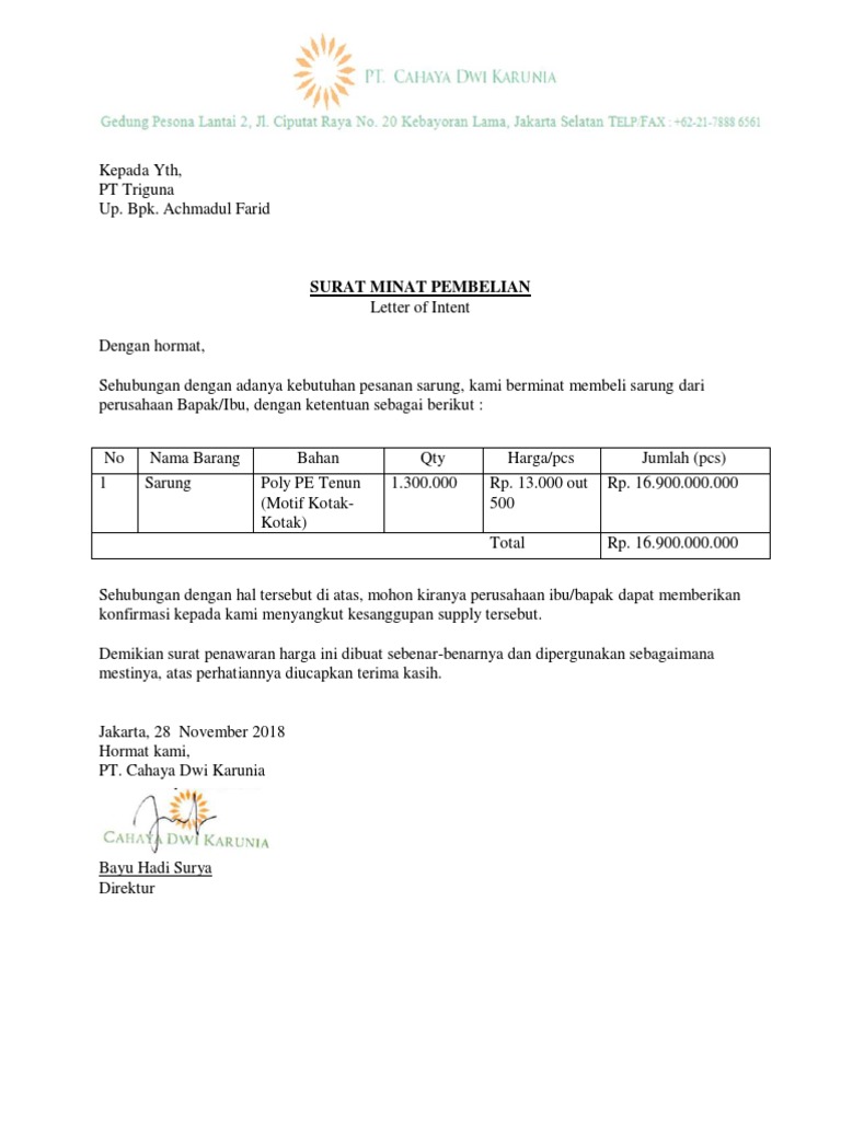 Surat Minat | PDF