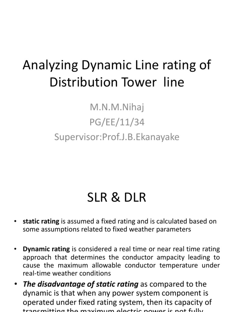 1st Presentation - Analyzing Dynamic Line Rating of Distribution Tower Line | PDF | Power ...