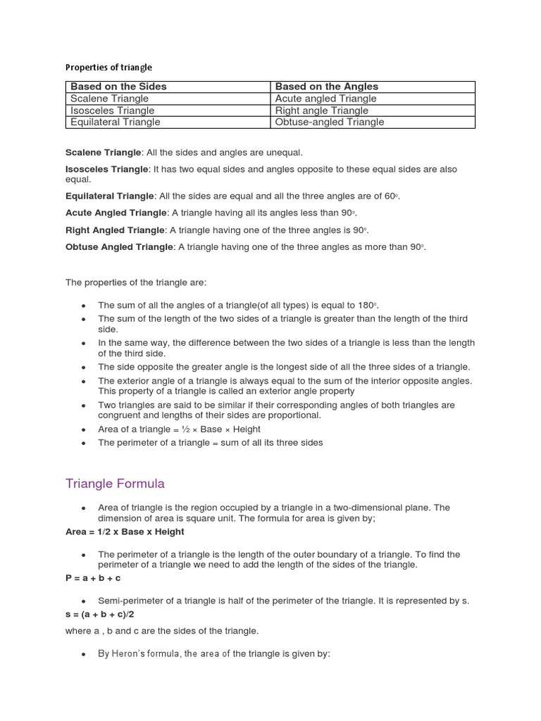 Triangle Notes | PDF | Triangle | Area