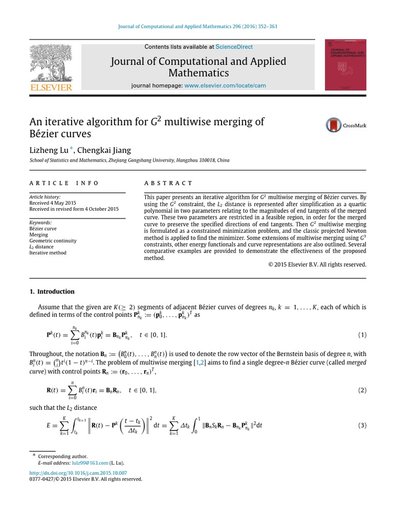 Merging Bezier Curves | PDF | Mathematical Optimization | Numerical Analysis