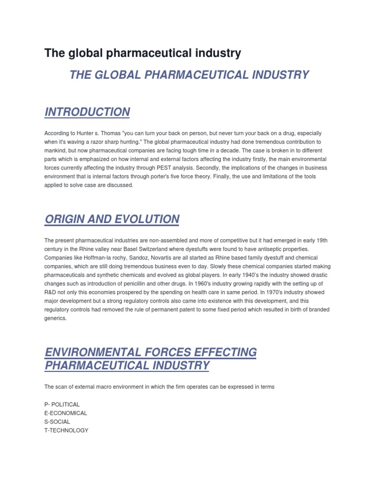 The Global Pharmaceutical Industry | PDF | Pharmaceutical Industry ...