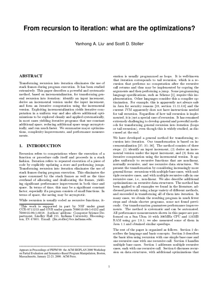 From Recursion To Iteration: What Are The Optimizations?: Yanhong A ...