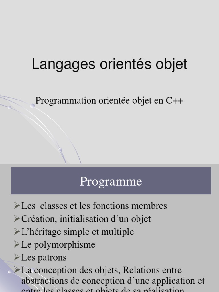 Les Concepts de Base de L'orienté Objet | PDF | Programmation orientée ...