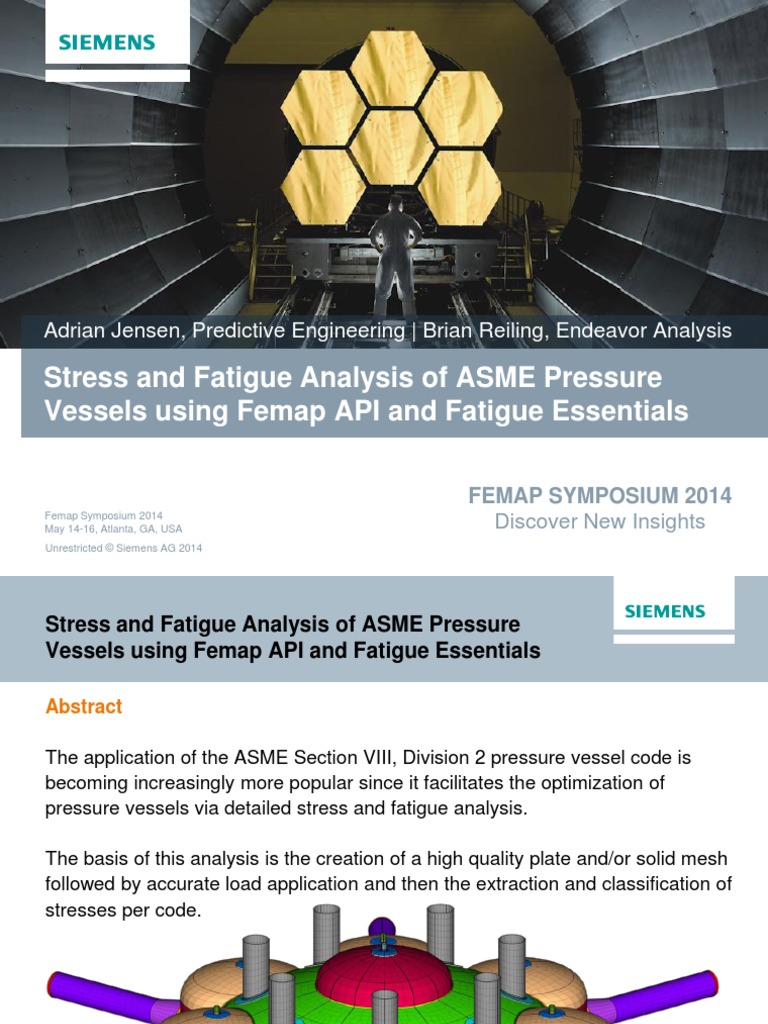Stress and Fatigue Analysis of ASME Pressure Vessels Using PDF | PDF ...