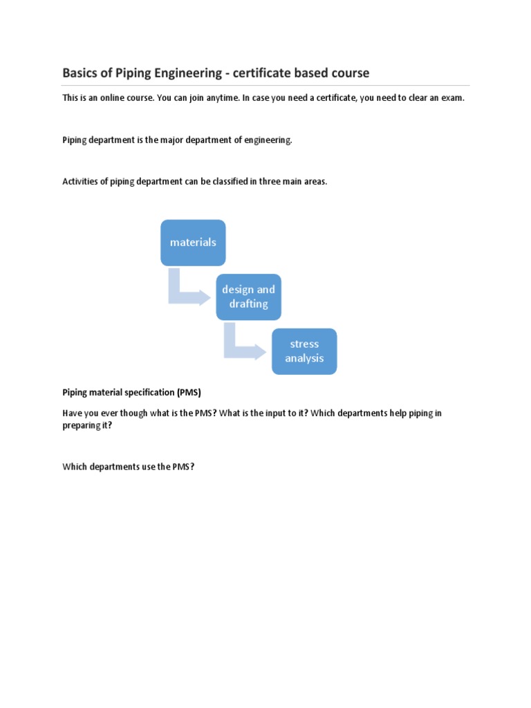 Basics of Piping Engineering | PDF | Technology & Engineering