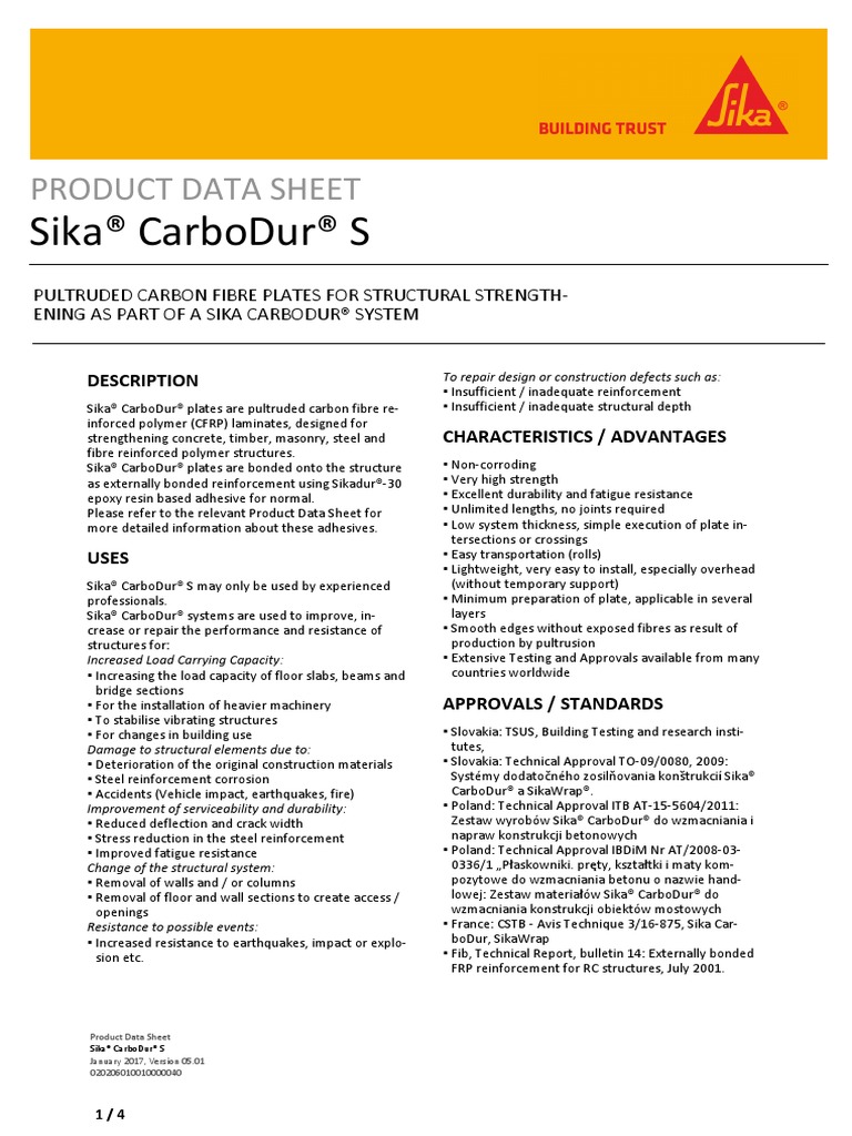 Sika Carbodur S - Pds en PDF | PDF | Fibre Reinforced Plastic ...