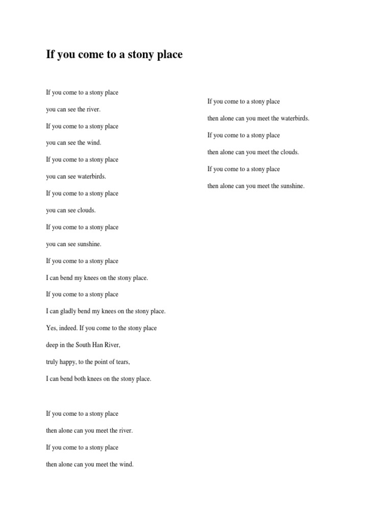 If You Come To A Stony Place | PDF