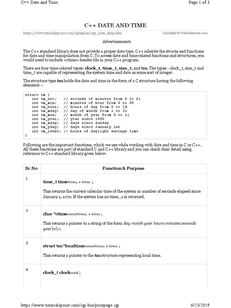C++ Date and Time | PDF | C++ | Integer (Computer Science)