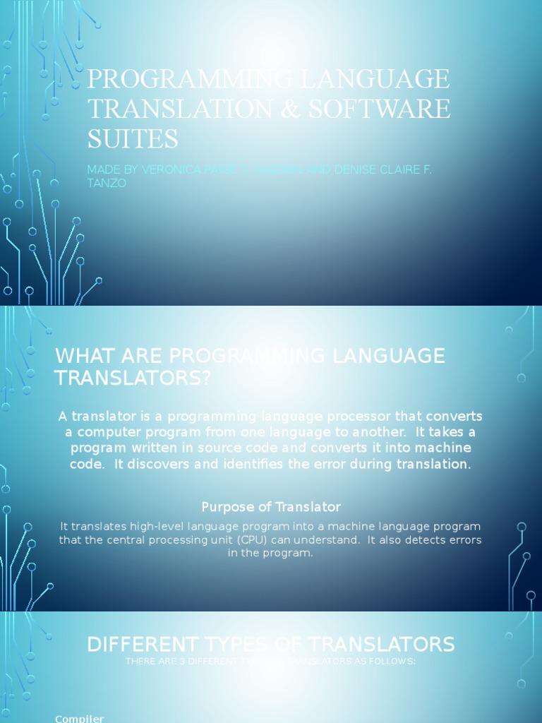 Programming Language Translation And Software Suites Pdf Computer Program Programming