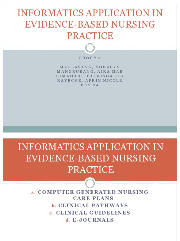 Informatics Application in Evidence Based Nursing Practice | PDF ... Informatics Application in Evidence Based Nursing Practice | PDF ...