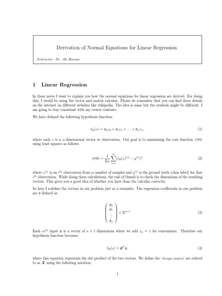 Derivation of Normal Equations | PDF | Matrix (Mathematics) | Ordinary Least Squares
