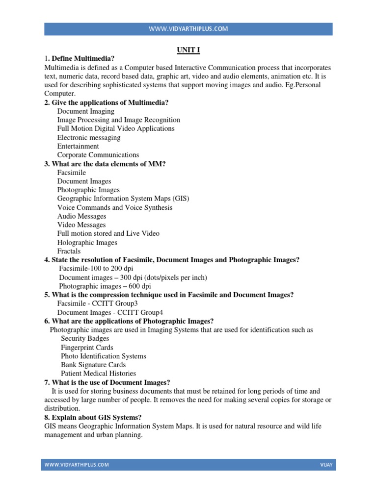Graphics and Multimedia Question Bank With Answer | PDF | Cd Rom | Data Compression