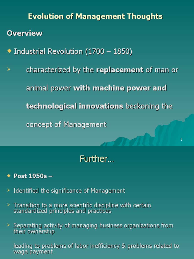 Evolution of Management Thought. | PDF | Cognitive Science | Leadership