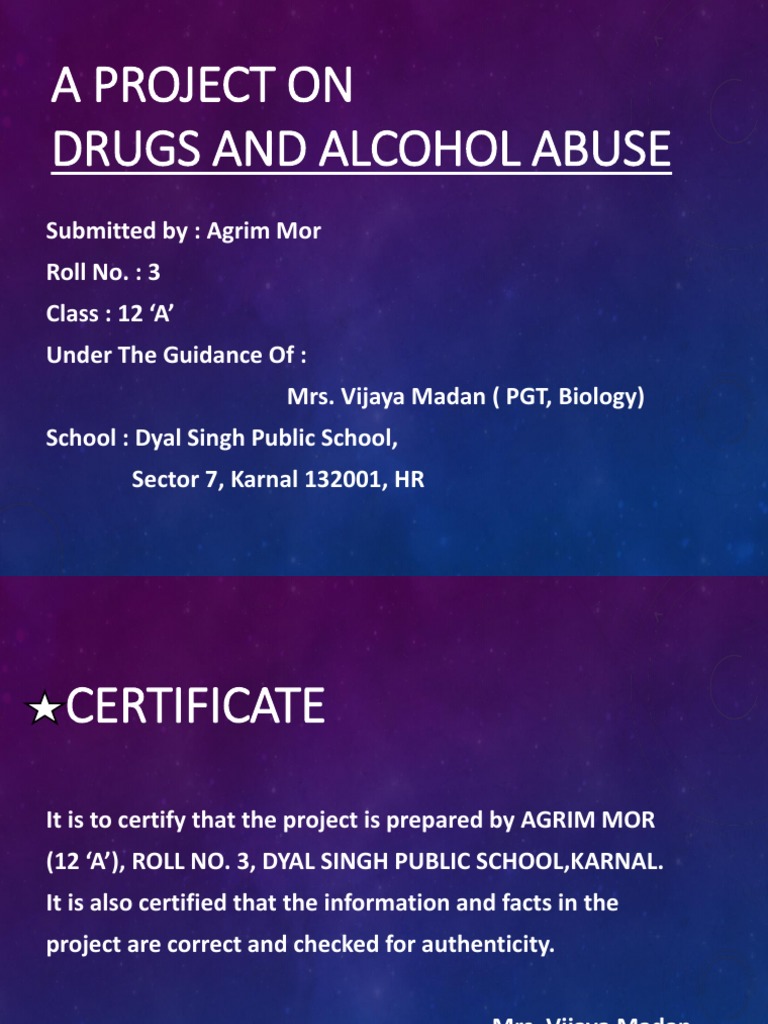 Project on Drug and Alcohol Abuse | PDF | Alcoholism | Cocaine
