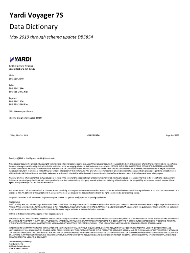 Voyager 7S Data Dictionary - Through Update DB 5854 - 060619 | PDF ...