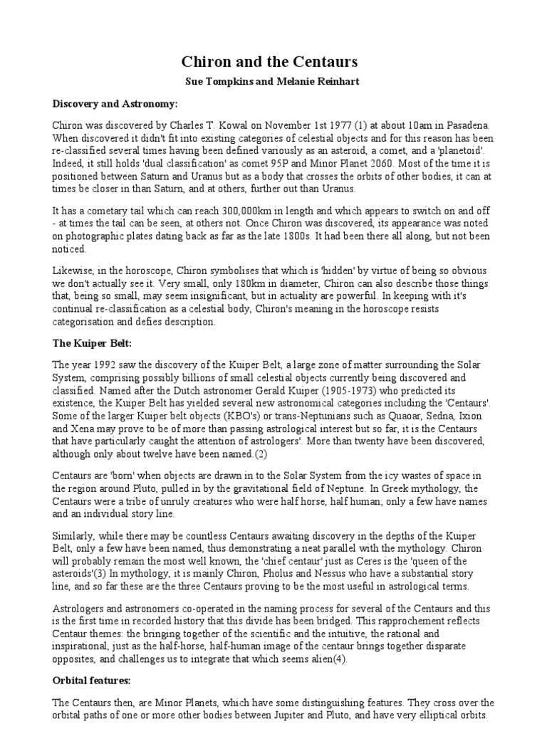 Chiron and The Centaurs | PDF | Astronomy | Solar System