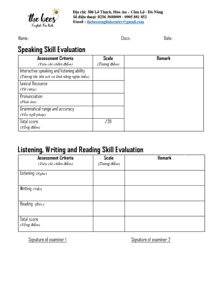 Speaking Evaluation Sheet | PDF