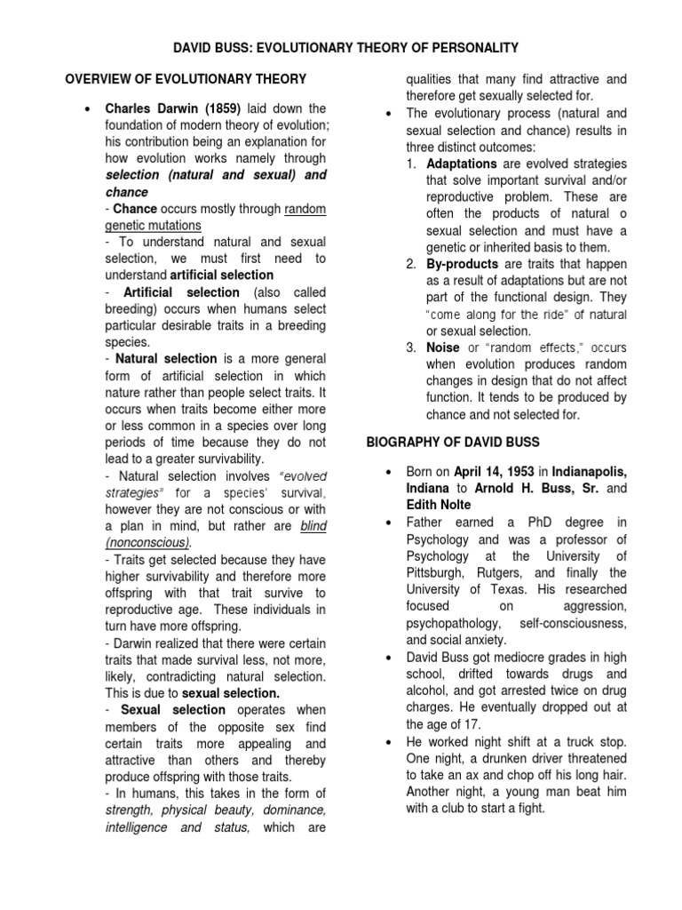 David Buss | PDF | Natural Selection | Personality Psychology