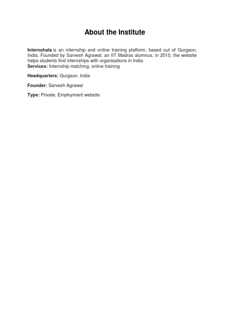 About The Institute Pdf