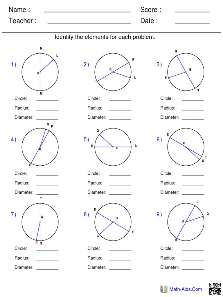 Circle Identify Parts | PDF | Teaching Mathematics