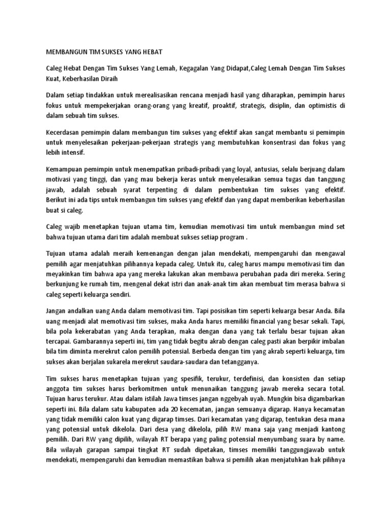 MEMBANGUN - TIM - Hore Hore - YANG - HEBAT | PDF | Karier & Perkembangan
