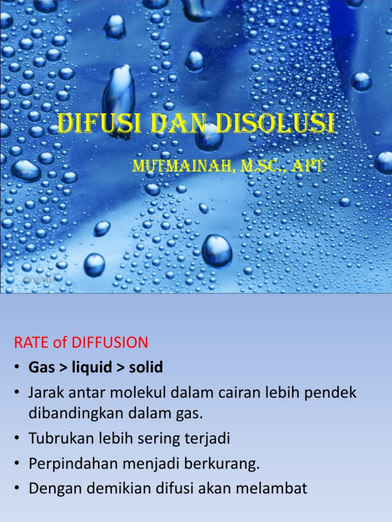 Difusi dan Disolusi: Proses Transfer Zat | PDF