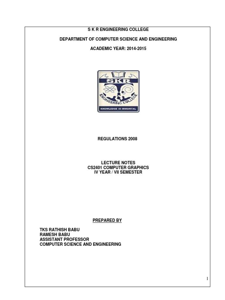 Computer Graphics Notes | PDF | Ellipse | Rendering (Computer Graphics)