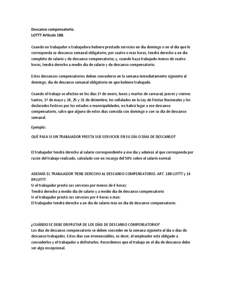 Descanso Compensatorio | PDF | Carnaval | Salario