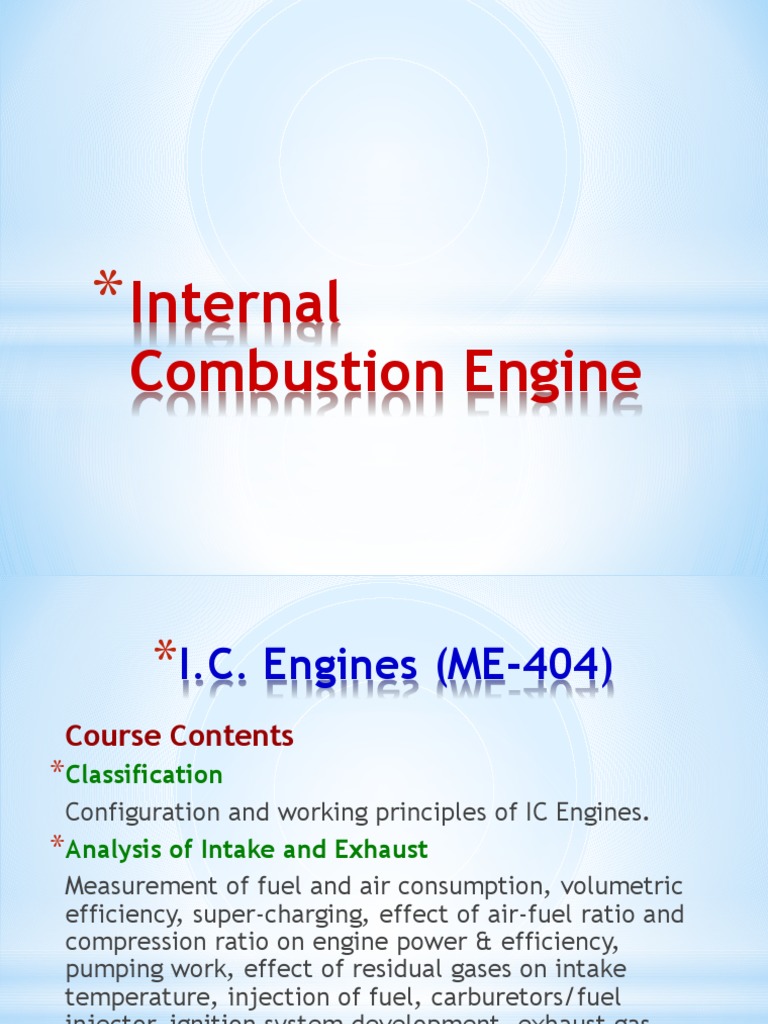 I.C Engines Lecture | PDF | Internal Combustion Engine | Diesel Engine