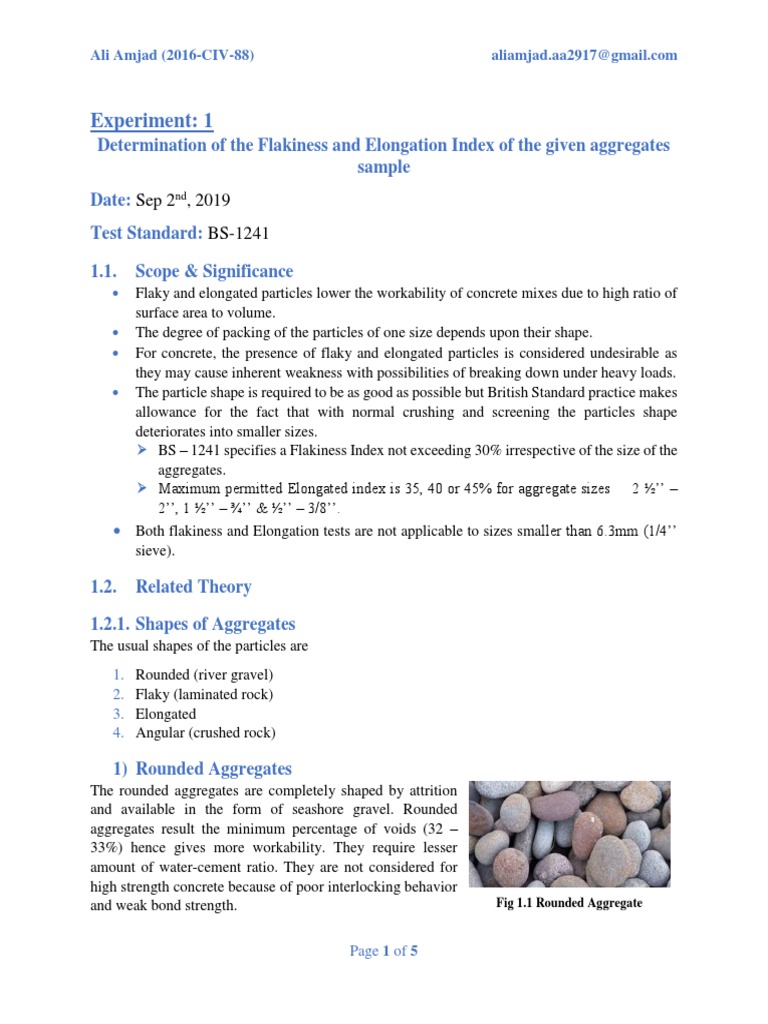 Determination of Flakiness Index and Elongation Index For Given ...