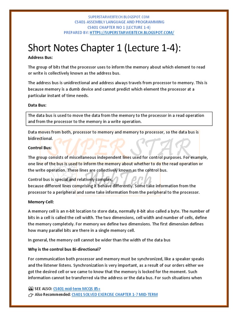 CS401 - Short Notes Chapter 1 | PDF | Pointer (Computer Programming ...