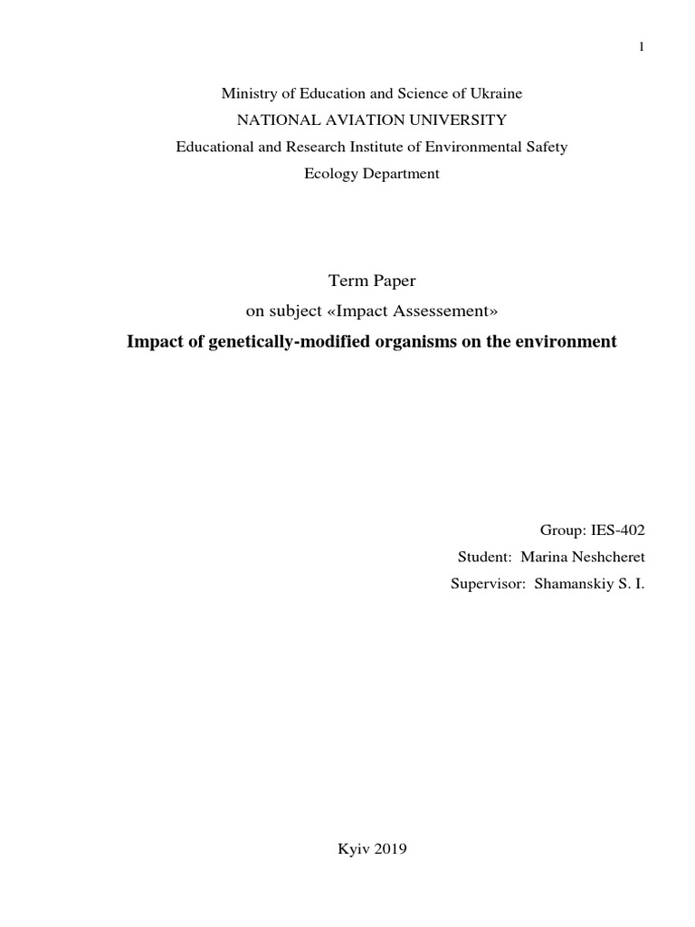 Impact of Genetically-Modified Organisms On The Environment | PDF ...