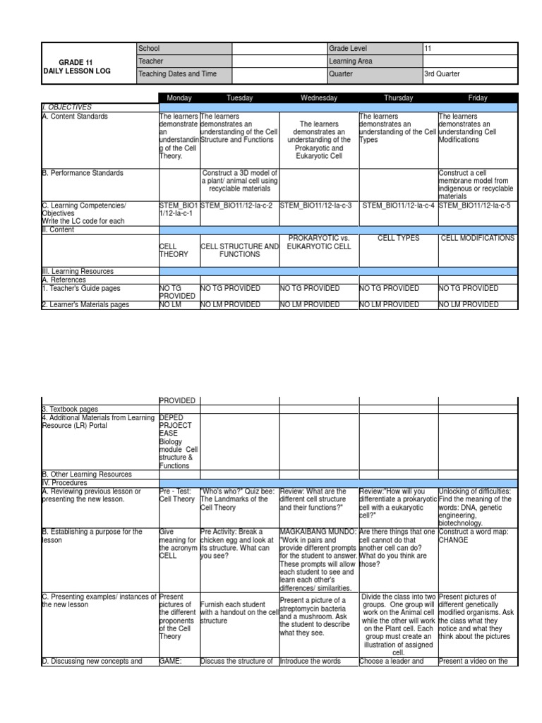 Grade 11 Biology: Cell Theory & Cycle | PDF | Cell (Biology) | Mitosis