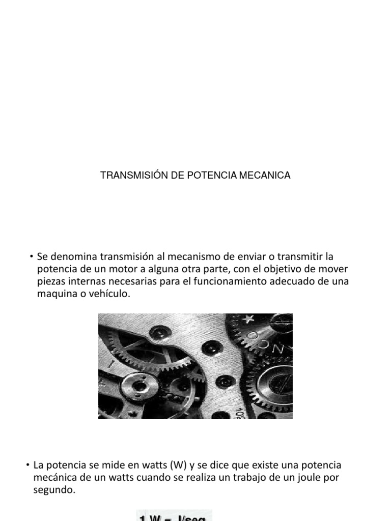 Transmision de Potencia Mecanica | PDF | Transmisión (Mecánica) | Engranaje