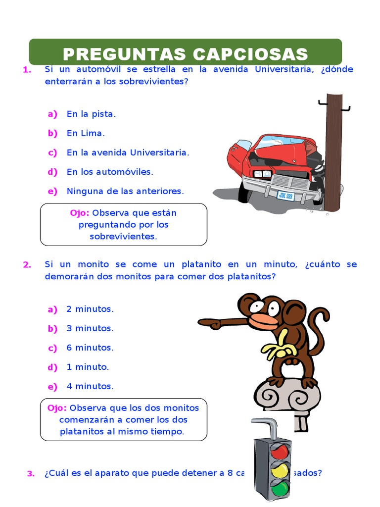 Preguntas Capciosas para Segundo Grado de Primaria | PDF