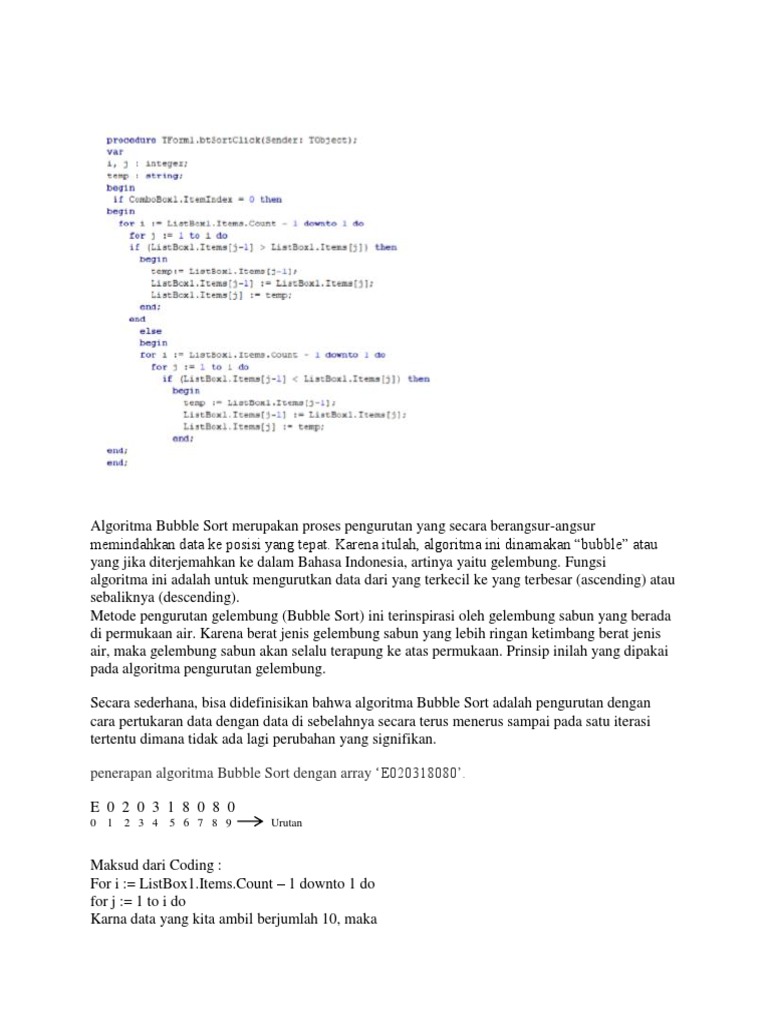 Algoritma Bubble Sort Merupakan Proses Pengurutan Yang Secara Berangsur ...
