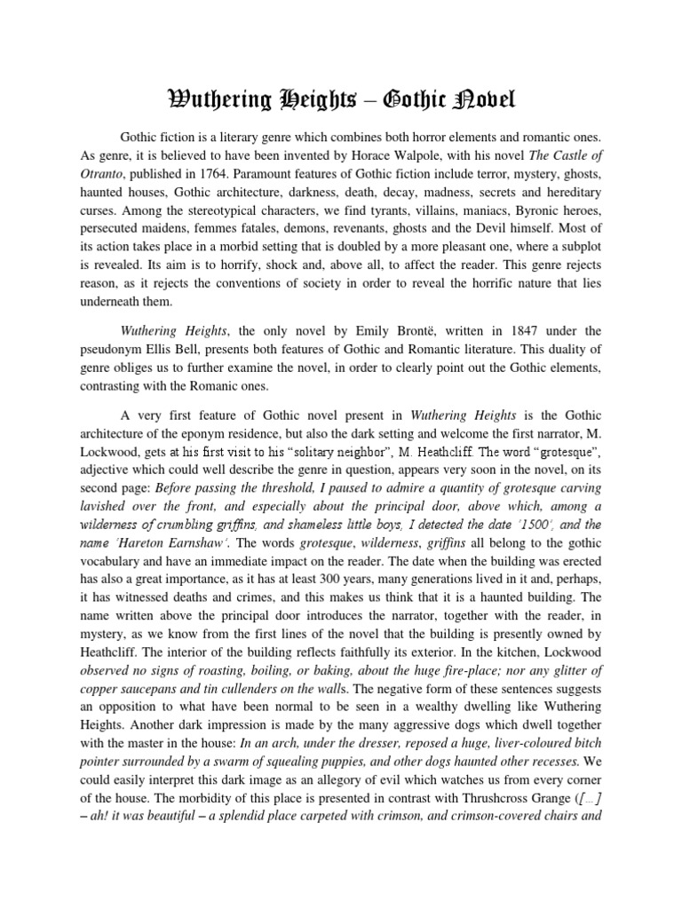 Wuthering Heights – Gothic Novel Explained | PDF | Gothic Fiction ...