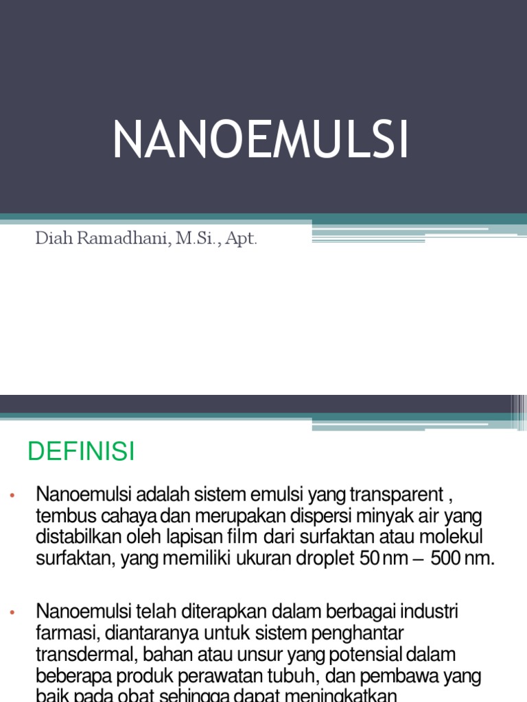 Nanoemulsi Pertemuan Ke-6 | PDF