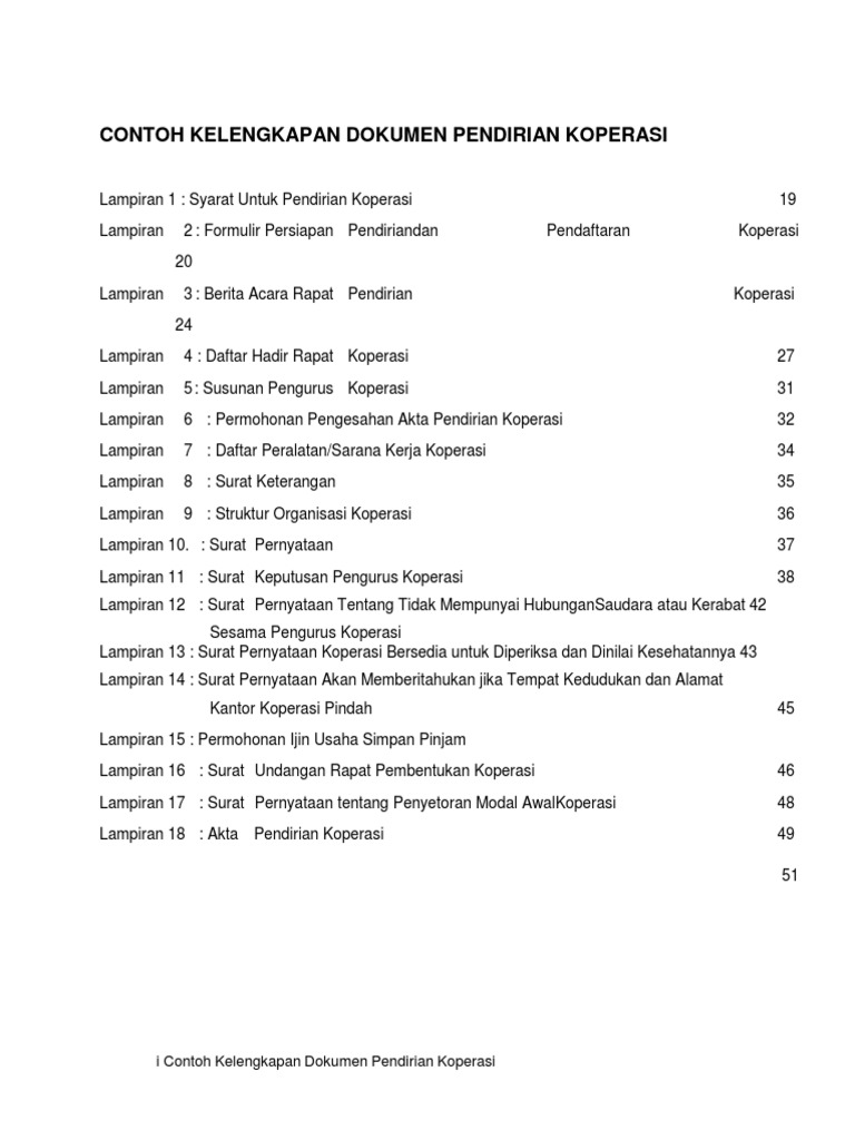 Contoh Dokumen Pendirian Koperasi | PDF