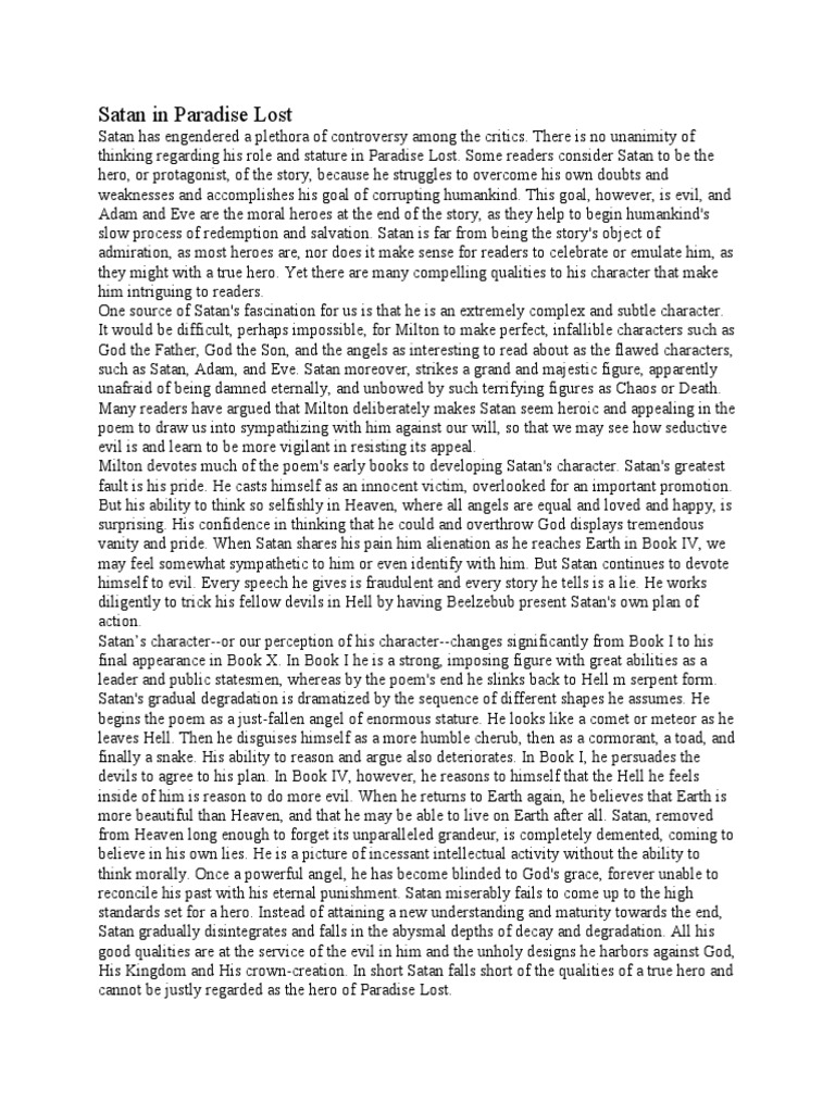 Paradise Lost Notes PDF | PDF | Paradise Lost | Epic Poetry