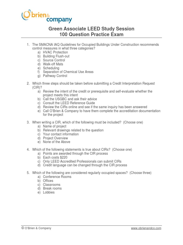 V 4 GA100 Practice Exam 022725 | PDF | Leadership In Energy And ...