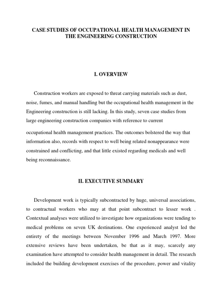 Case Studies of Occupational Health Management in | PDF | Employment ...