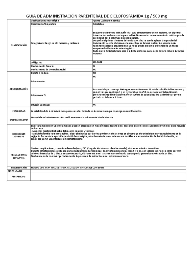 CICLOFOSFAMIDA | PDF | Medicamentos con receta | Quimioterapia