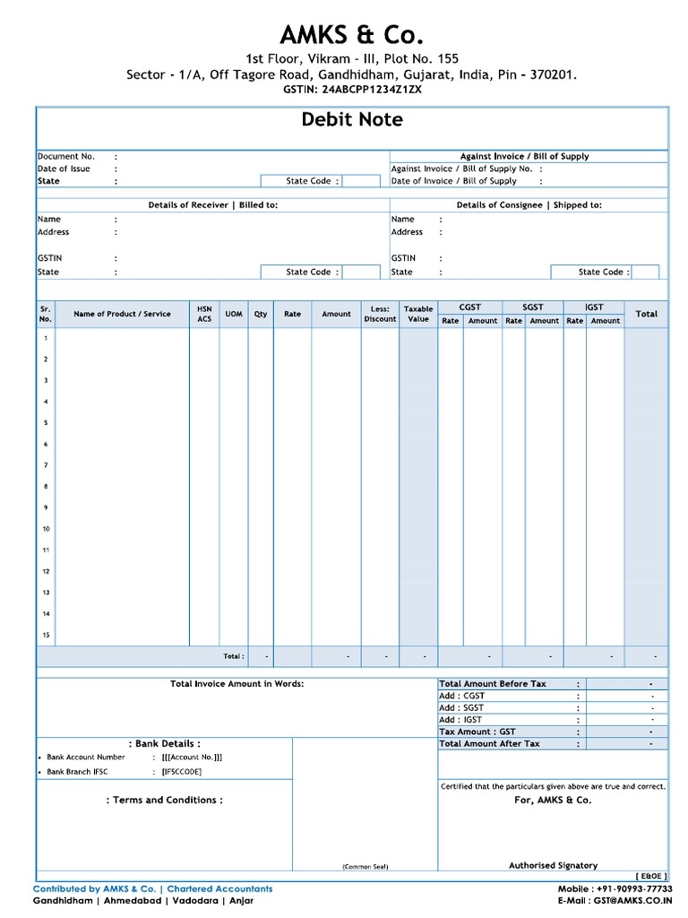 Debit Note Proforma PDF | PDF