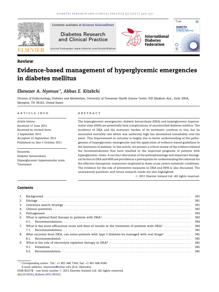 Evidence-Based Management of Hyperglycemic Emergencies in Diabetes ...