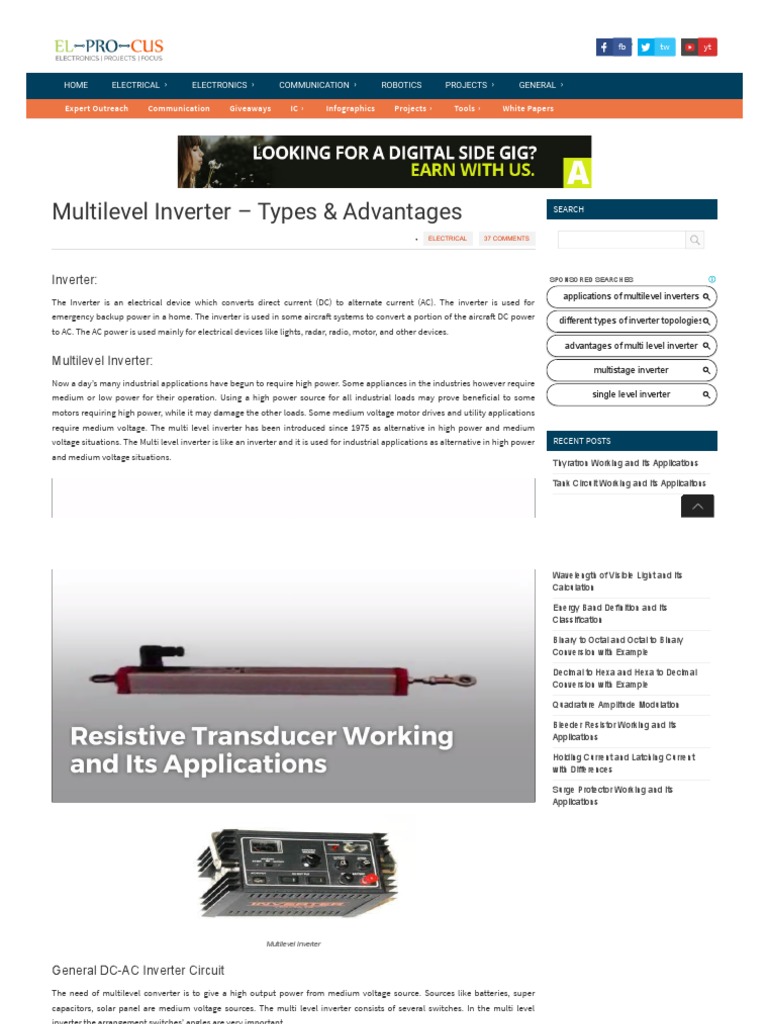Inverter and Multilevel Inverter - Types, Advantages and Applications ...