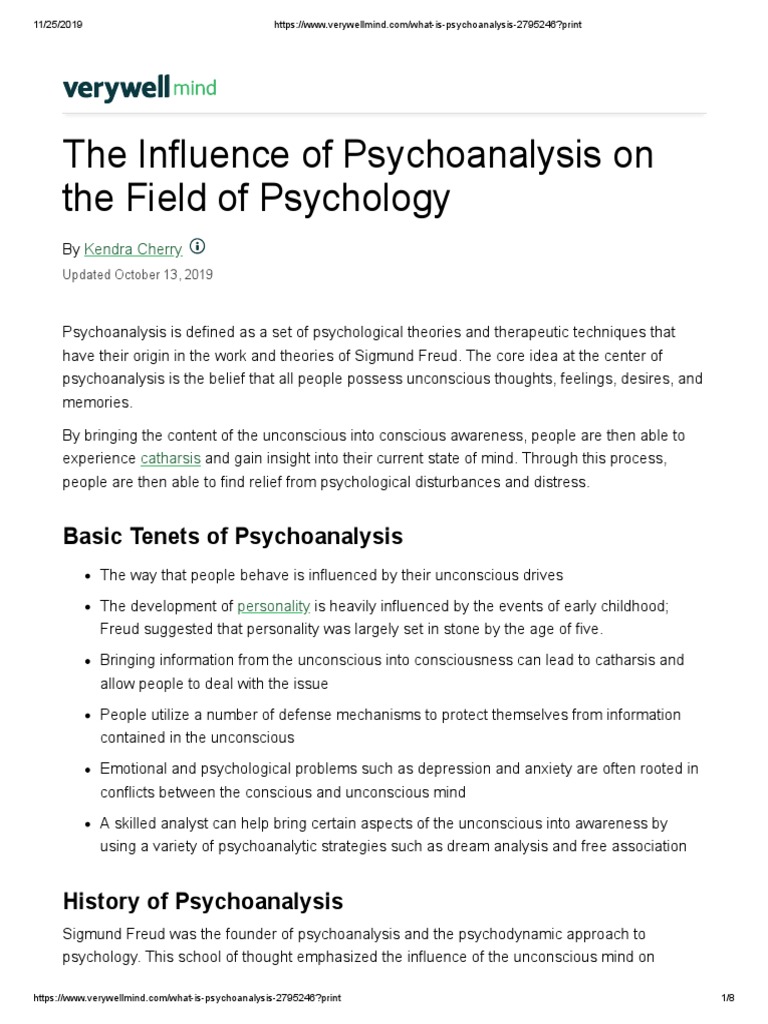 An Overview of the History and Key Concepts of Psychoanalysis and its ...