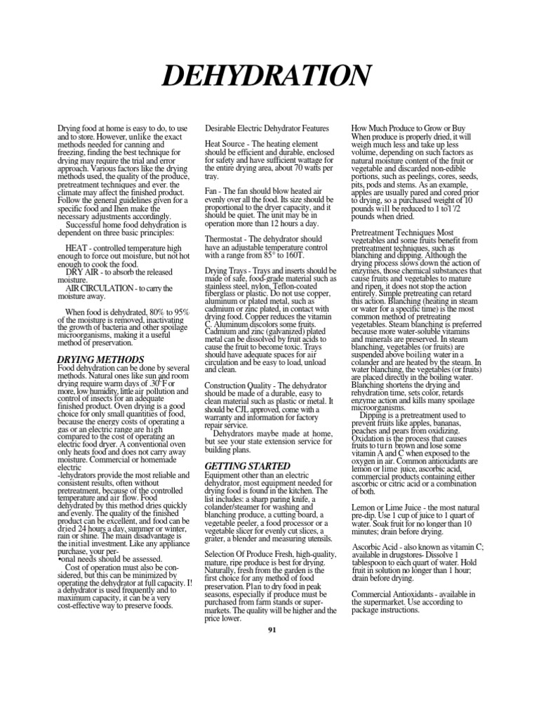 Dehydration Process | PDF | Vegetables | Food Preservation
